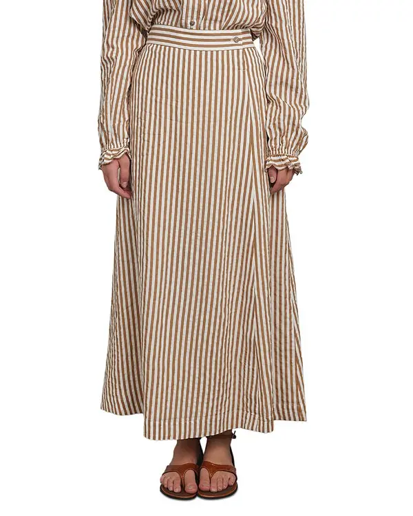 POINT Wrap Maxi Skirt - Iced Coffee Stripe