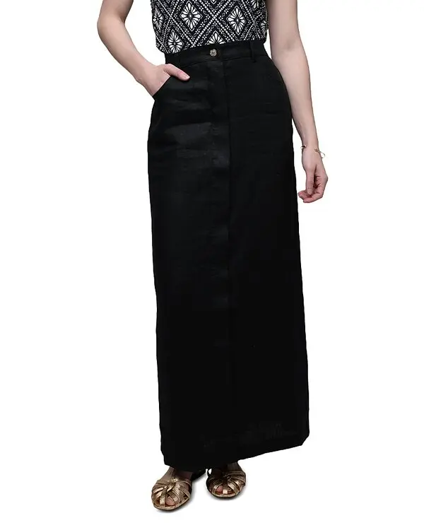 POINT Linen Sheath Skirt - Black