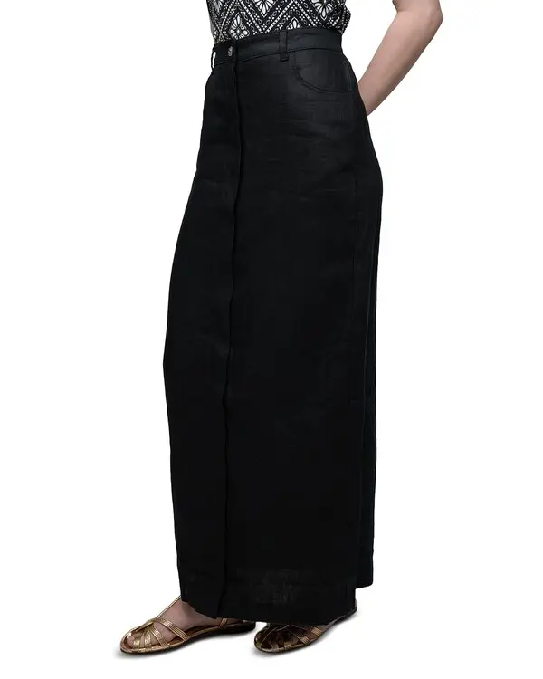 POINT Linen Sheath Skirt - Black