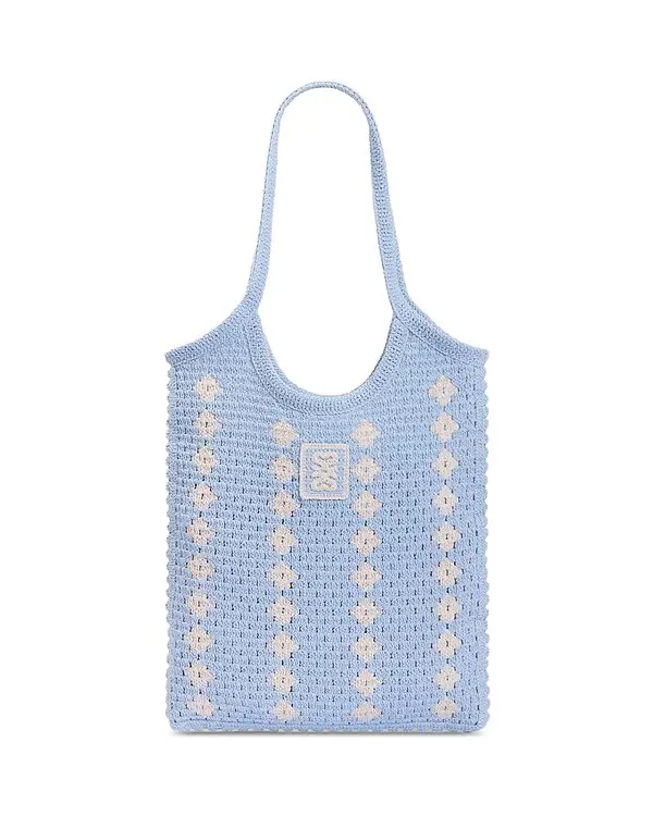 Sandro Two Tone Crochet Mesh Tote - Sky Blue