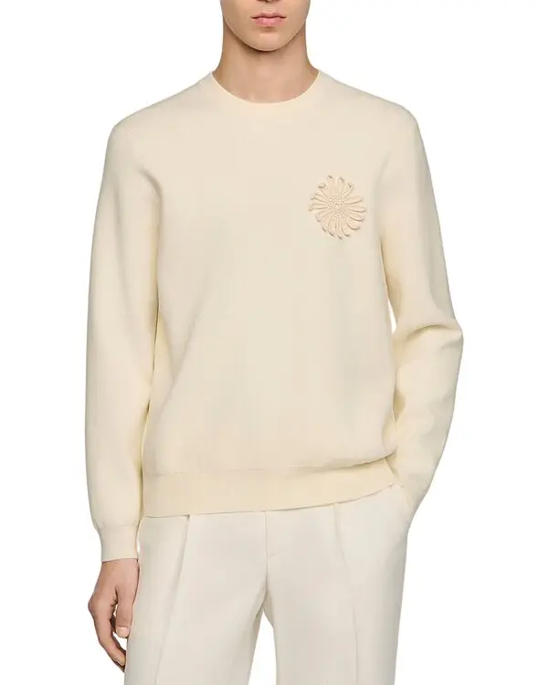 Sandro Crochet Flower Knit Sweatshirt