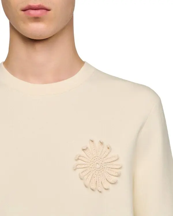 Sandro Crochet Flower Knit Sweatshirt