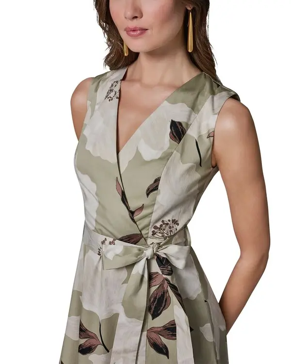 donna karan wrap dress 1987 S/S Black Wool Jersey Plunge Neck 1/2 long Donna Karan Women's Floral A-Line