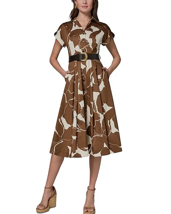 Donna Karan New York Belted Shirtdress - Cognac