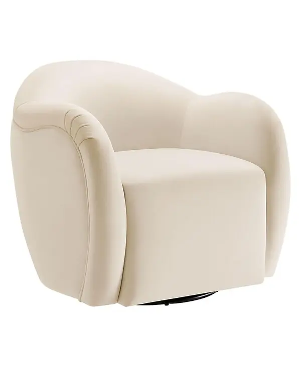MODWAY Compose Performance Velvet Swivel Armchair - Alabaster
