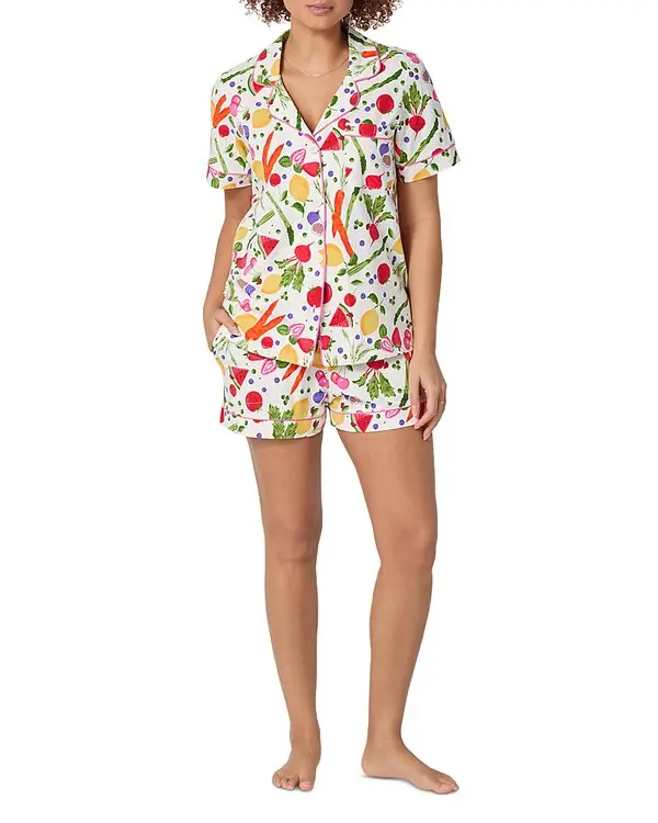 BEDHEAD PAJAMAS Short Sleeve Classic Shorty Stretch Jersey Pajama Set - Organic Garden
