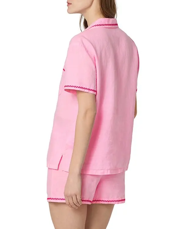 BEDHEAD PAJAMAS Linen Short Sleeve Pajama Set - Pink Lady