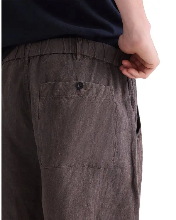 Madewell Regular Fit Linen 6.5" Pull On Shorts - Chocolate
