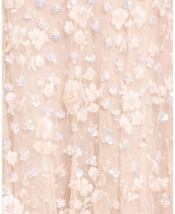 NEEDLE & THREAD Dahlia Ditsy Short Cape Ankle Gown - Cream