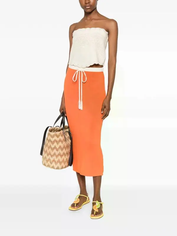 LESLIE AMON Noelle Drawstring Midi Skirt