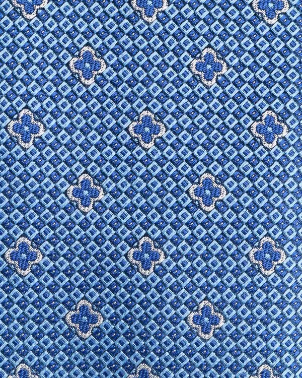 David Donahue Silk Diamond Floral Neck Tie - Blue