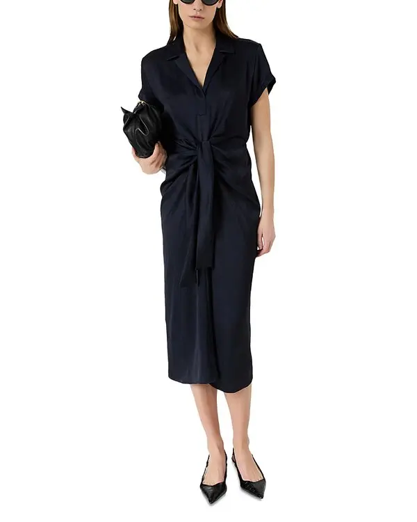 Gerard Darel Rosy Tie Front Dress - Navy
