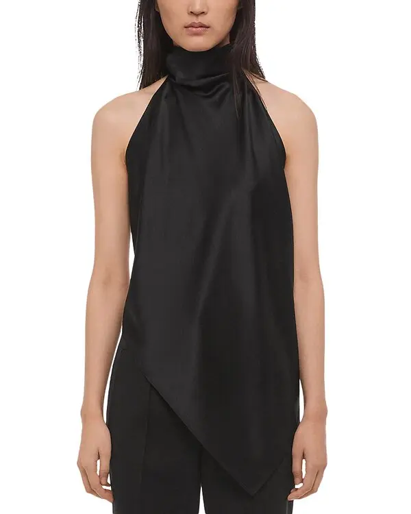 Helmut Lang Silk Tie Scarf Top - Black