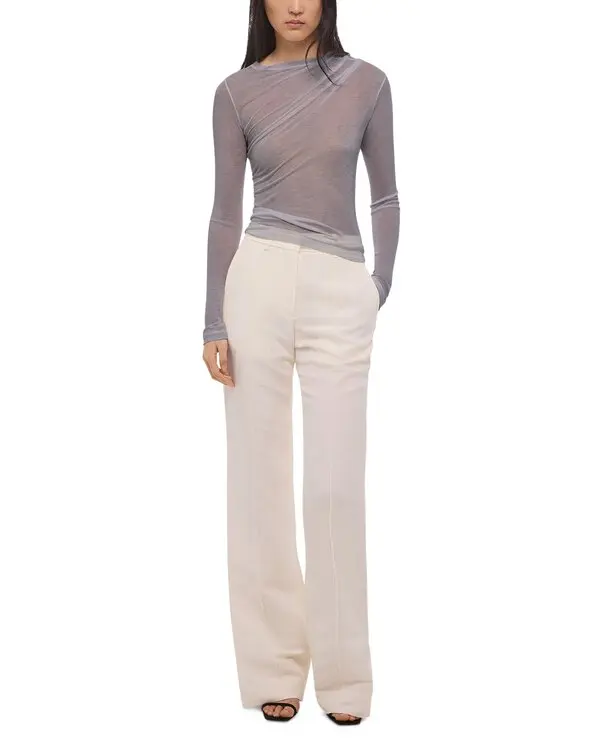 Helmut Lang Sheer Twist Long Sleeve Top - Dark Grey