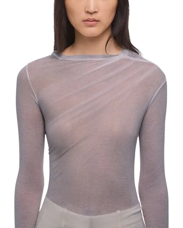 Helmut Lang Sheer Twist Long Sleeve Top - Dark Grey