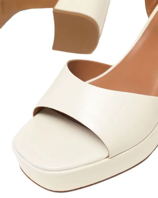 Maje Leather Platform Sandals - Ecru