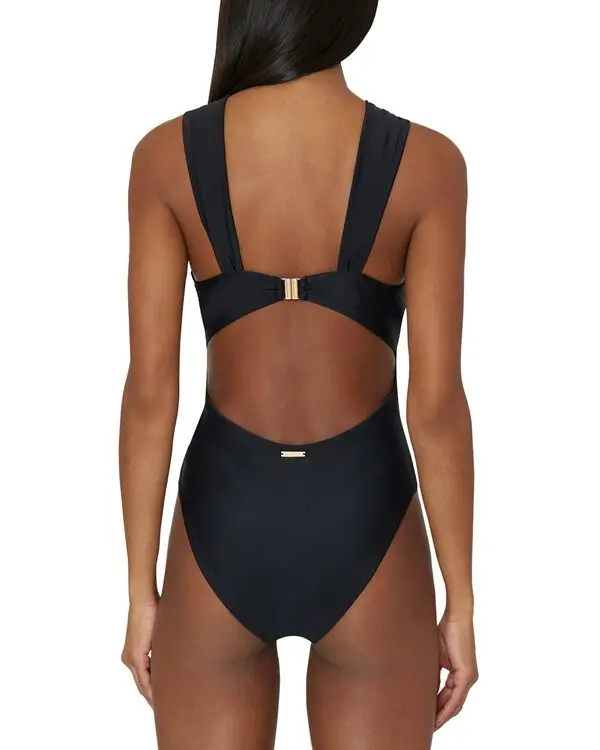 MILLY Draped One Piece Swimsuit - Black