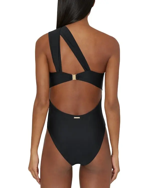 MILLY Draped One Piece Swimsuit - Black