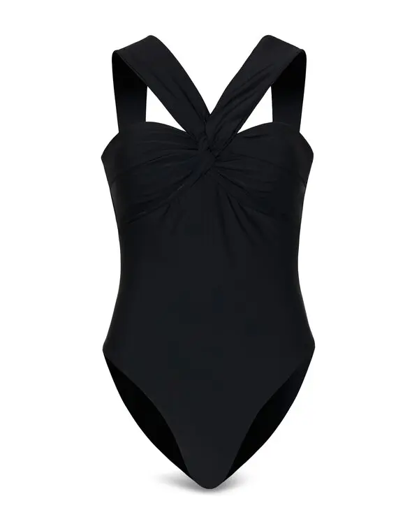 MILLY Draped One Piece Swimsuit - Black