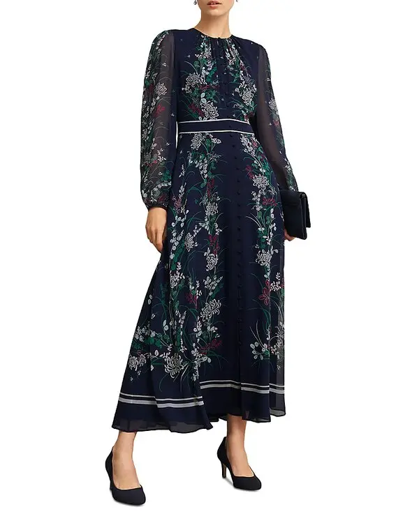 HOBBS LONDON Petite Sia Printed Silk Dress - Midnight Multi