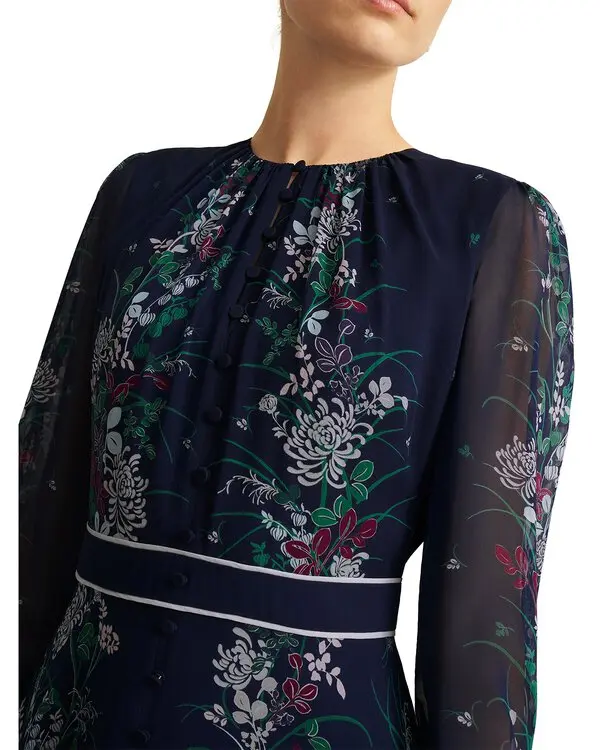 HOBBS LONDON Petite Sia Printed Silk Dress - Midnight Multi