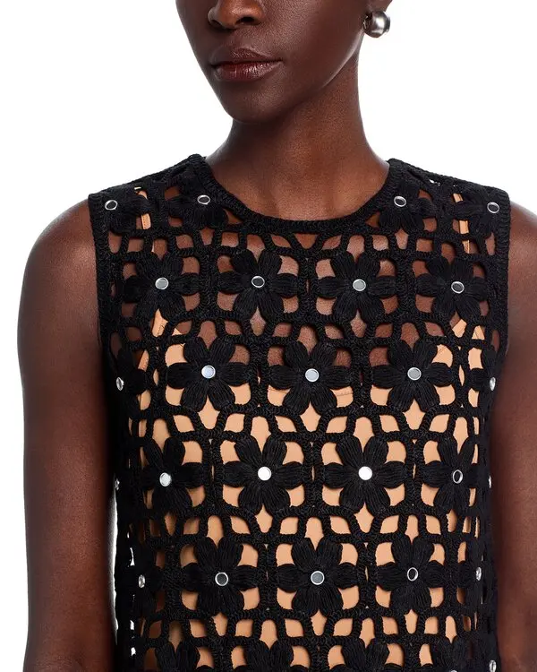 Michael Kors Faux Crochet Mini Dress - Black