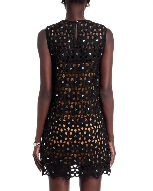 Michael Kors Faux Crochet Mini Dress - Black