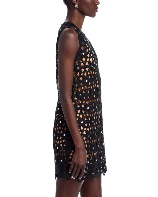 Michael Kors Faux Crochet Mini Dress - Black