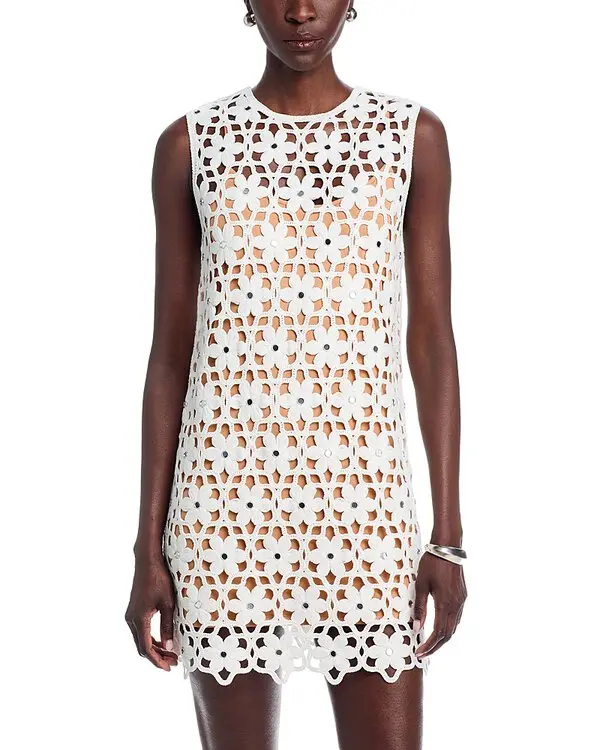 Michael Kors Faux Crochet Mini Dress - White