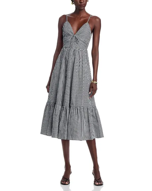 Michael Kors Gingham Cotton Midi Dress - Black/white