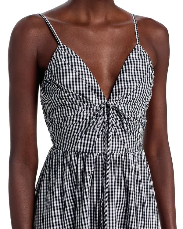 Michael Kors Gingham Cotton Midi Dress - Black/white
