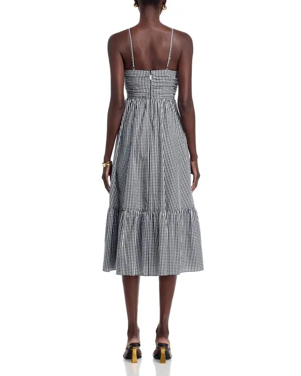 Michael Kors Gingham Cotton Midi Dress - Black/white