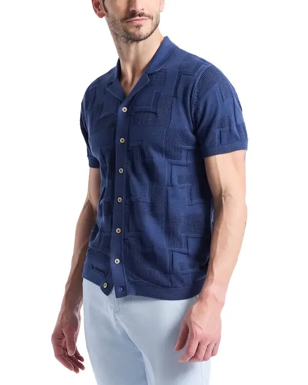 Robert Graham Short Sleeve Geometric Knit Sweater - Navy