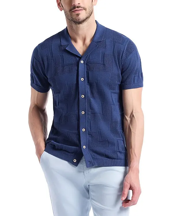 Robert Graham Short Sleeve Geometric Knit Sweater - Navy