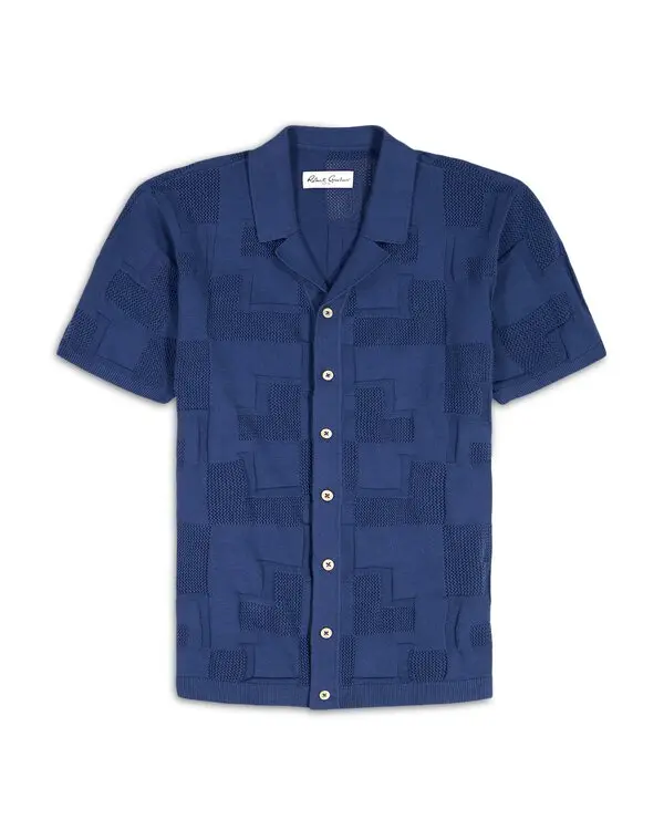 Robert Graham Short Sleeve Geometric Knit Sweater - Navy