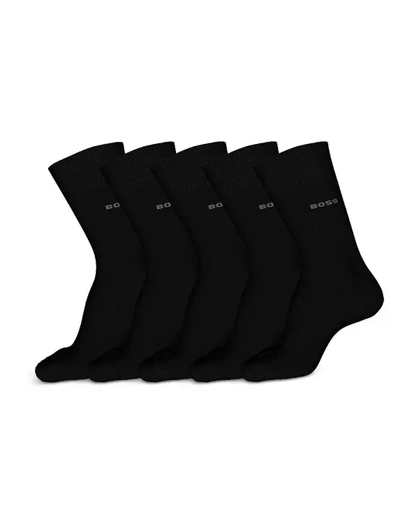 BOSS Cotton Blend Logo Dress Socks Pack Of 5 - Black