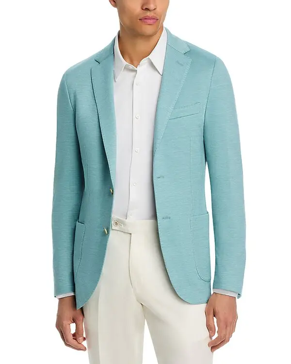 MAURIZIO BALDASSARI Wool, Linen, & Silk Jersey Unstructured Sport Coat - Pacific Blue
