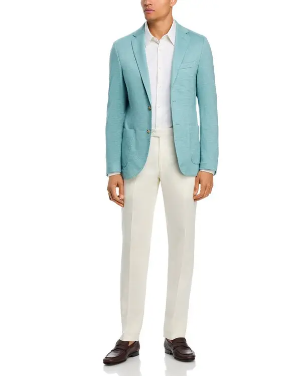 MAURIZIO BALDASSARI Wool, Linen, & Silk Jersey Unstructured Sport Coat - Pacific Blue
