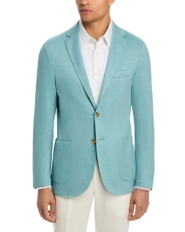 MAURIZIO BALDASSARI Wool, Linen, & Silk Jersey Unstructured Sport Coat - Pacific Blue