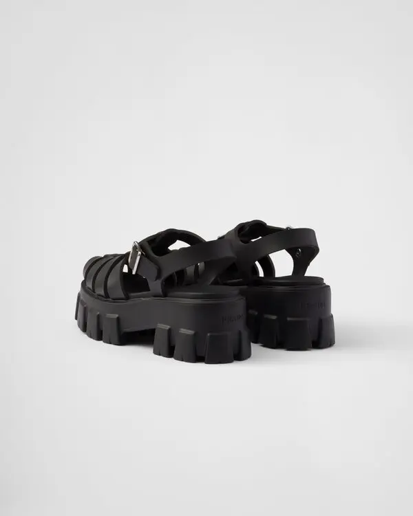 Prada Rubber Monolith Sandals - Black