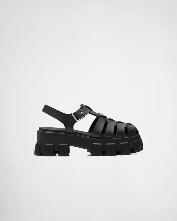 Prada Rubber Monolith Sandals - Black