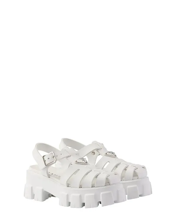 Prada Monolith Foam Rubber Sandals - White