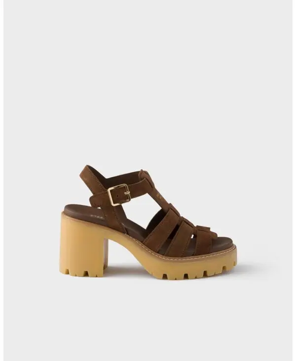 Prada High-heeled Suede Platform Sandals