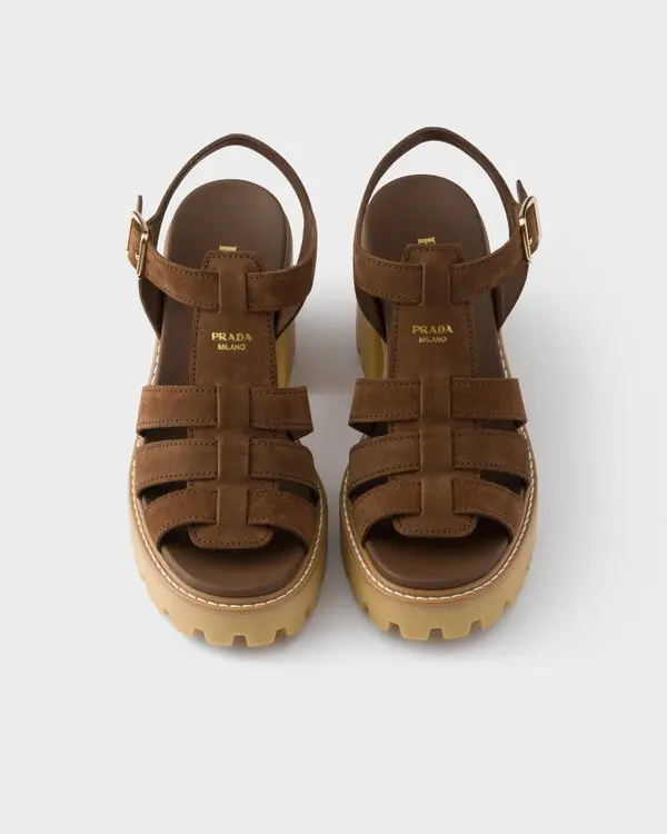 Prada High-heeled Suede Platform Sandals