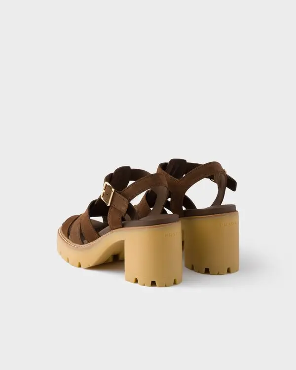 Prada High-heeled Suede Platform Sandals