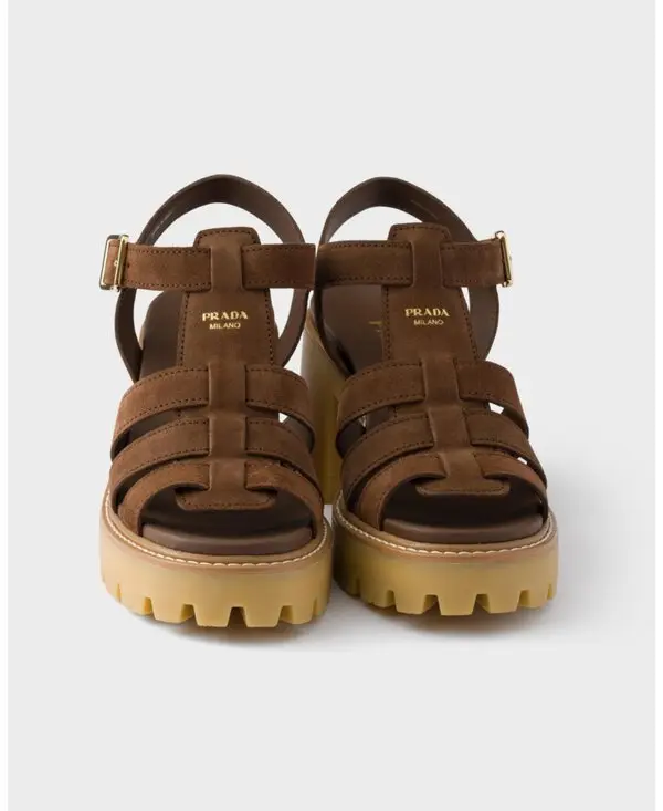 Prada High-heeled Suede Platform Sandals