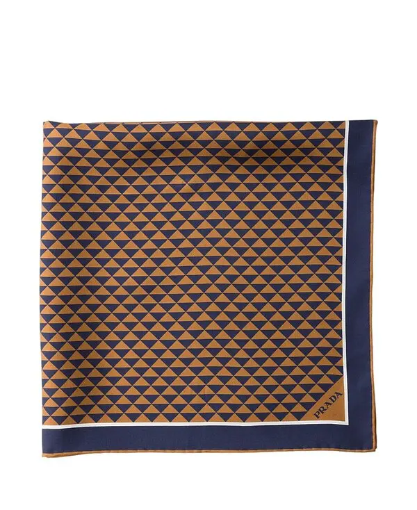 Prada Printed Silk Twill Scarf - Blue