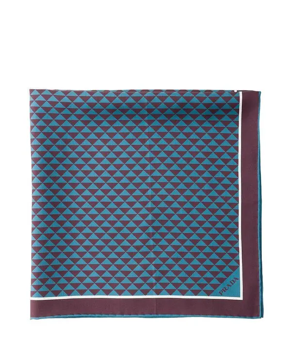 Prada Printed Silk Twill Scarf - Purple