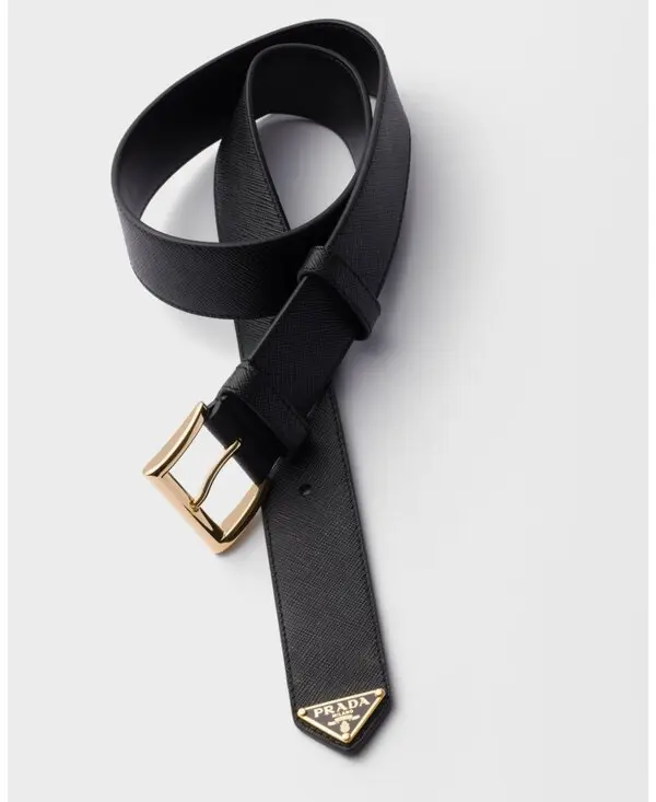 Prada Saffiano Leather Belt - Black