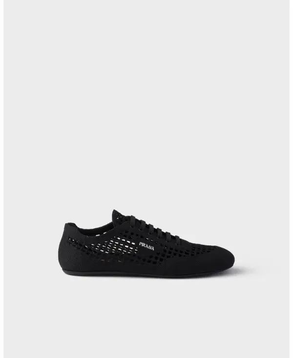 Prada Collapse Crochet Laced Sneakers - Black
